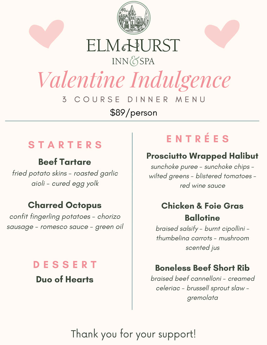 Menus – Elm Hurst